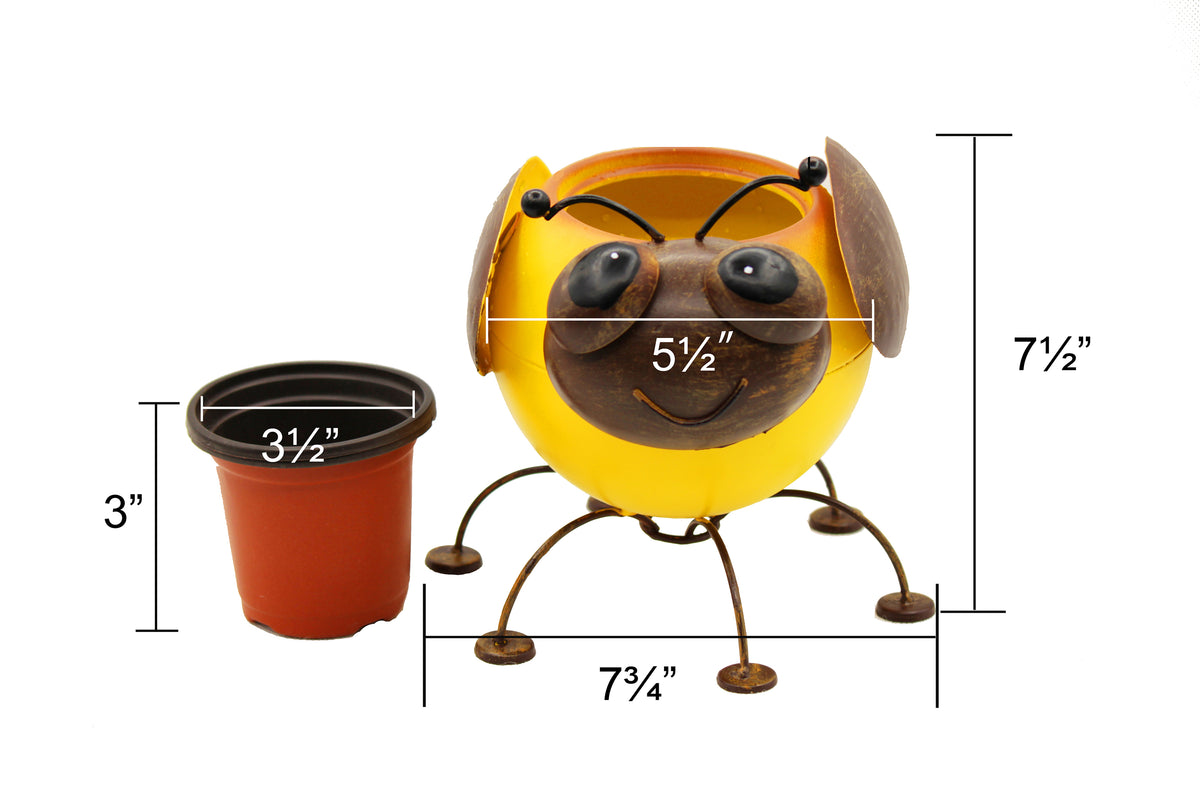 Metal Planter Bumble Bee with Pot Liner for Succulent Cacti Small Plan ...